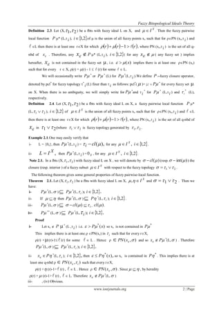 Fuzzy Bitopological Ideals Spaces | PDF