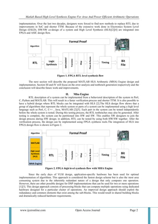 Matlab Based High Level Synthesis Engine for Area And Power Efficient Arithmetic Operations | PDF