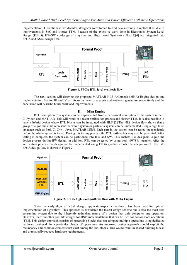 Matlab Based High Level Synthesis Engine For Area And Power Efficient Arithmetic Operations Pdf