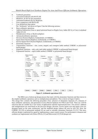 Matlab Based High Level Synthesis Engine for Area And Power Efficient Arithmetic Operations | PDF
