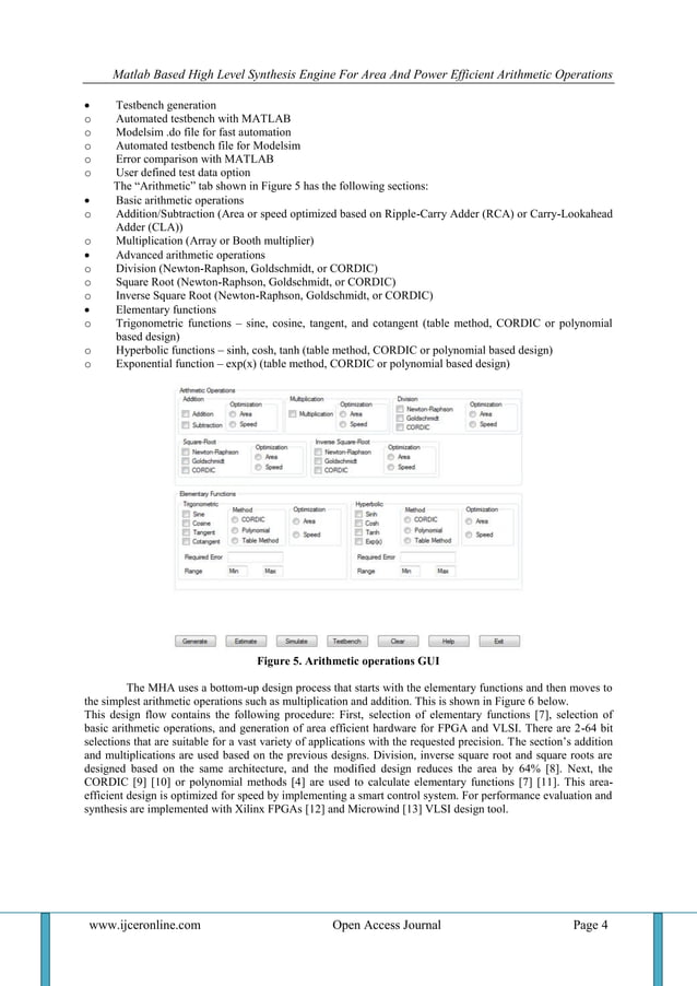 Matlab Based High Level Synthesis Engine For Area And Power Efficient Arithmetic Operations Pdf