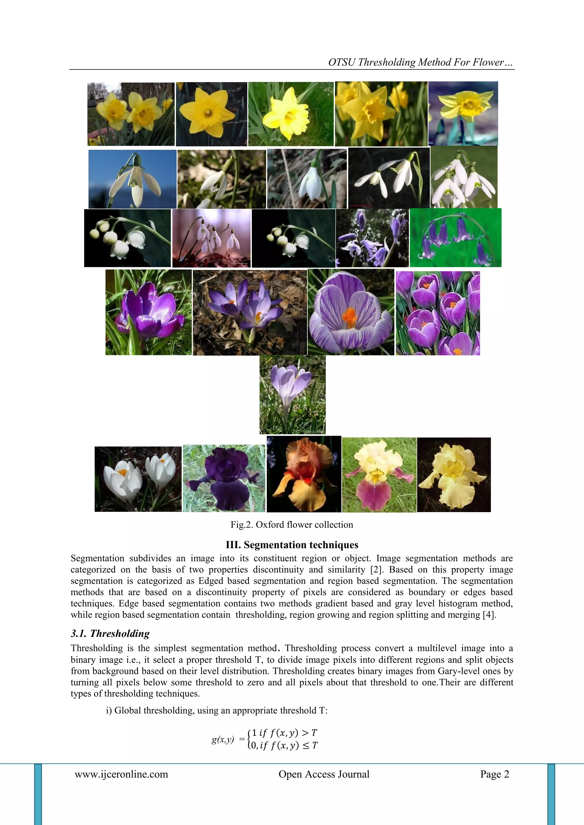 OTSU Thresholding Method for Flower Image Segmentation | PDF | Technology & Computing