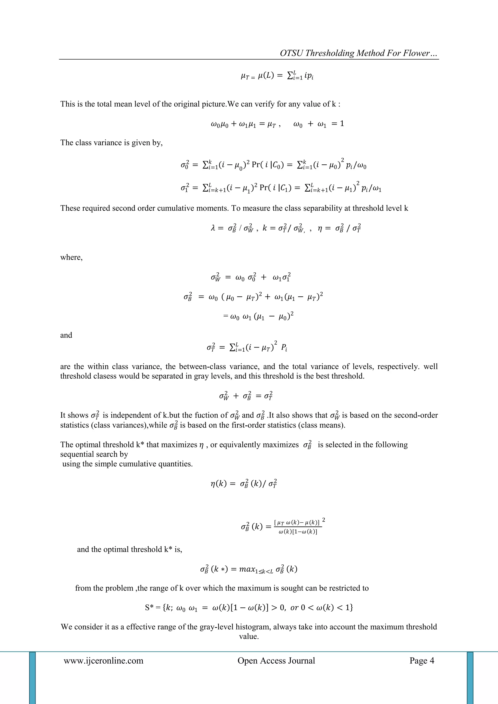 Otsu Thresholding Method For Flower Image Segmentation Pdf 