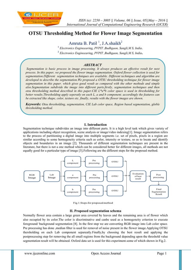 OTSU Thresholding Method for Flower Image Segmentation | PDF | Technology & Computing