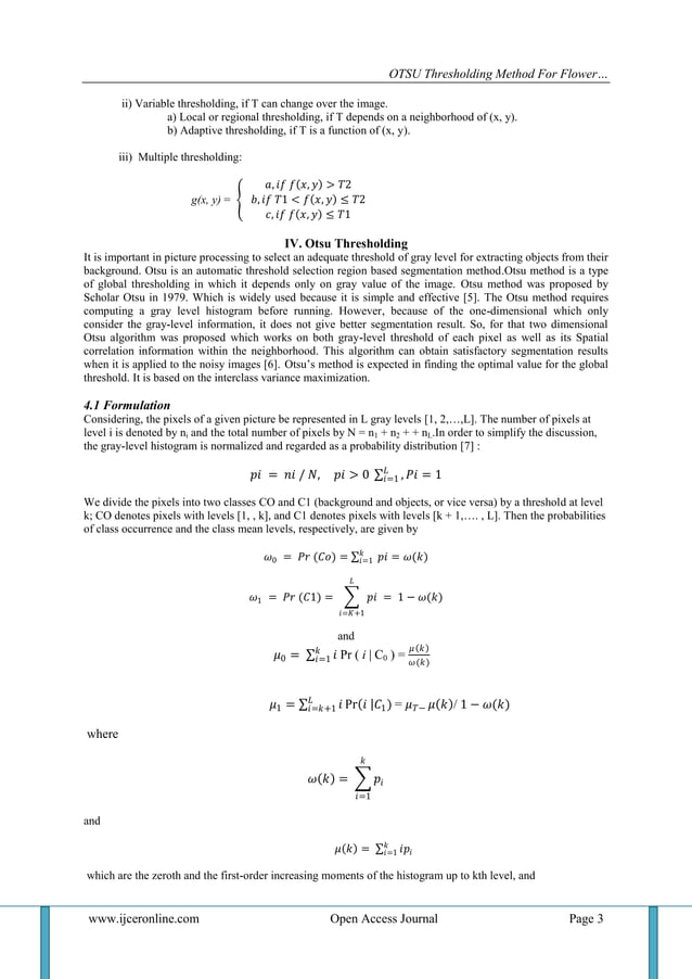 OTSU Thresholding Method for Flower Image Segmentation | PDF | Technology & Computing