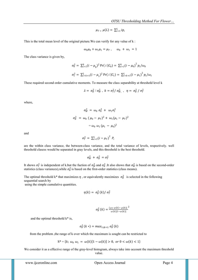 OTSU Thresholding Method for Flower Image Segmentation | PDF