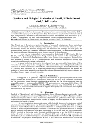 Synthesis and Biological Evaluation of Novel3, 5-Disubstituted 4h-1, 2, 4-Triazoles | PDF ...