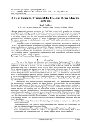 A Cloud Computing Framework for Ethiopian Higher Education Institutions ...