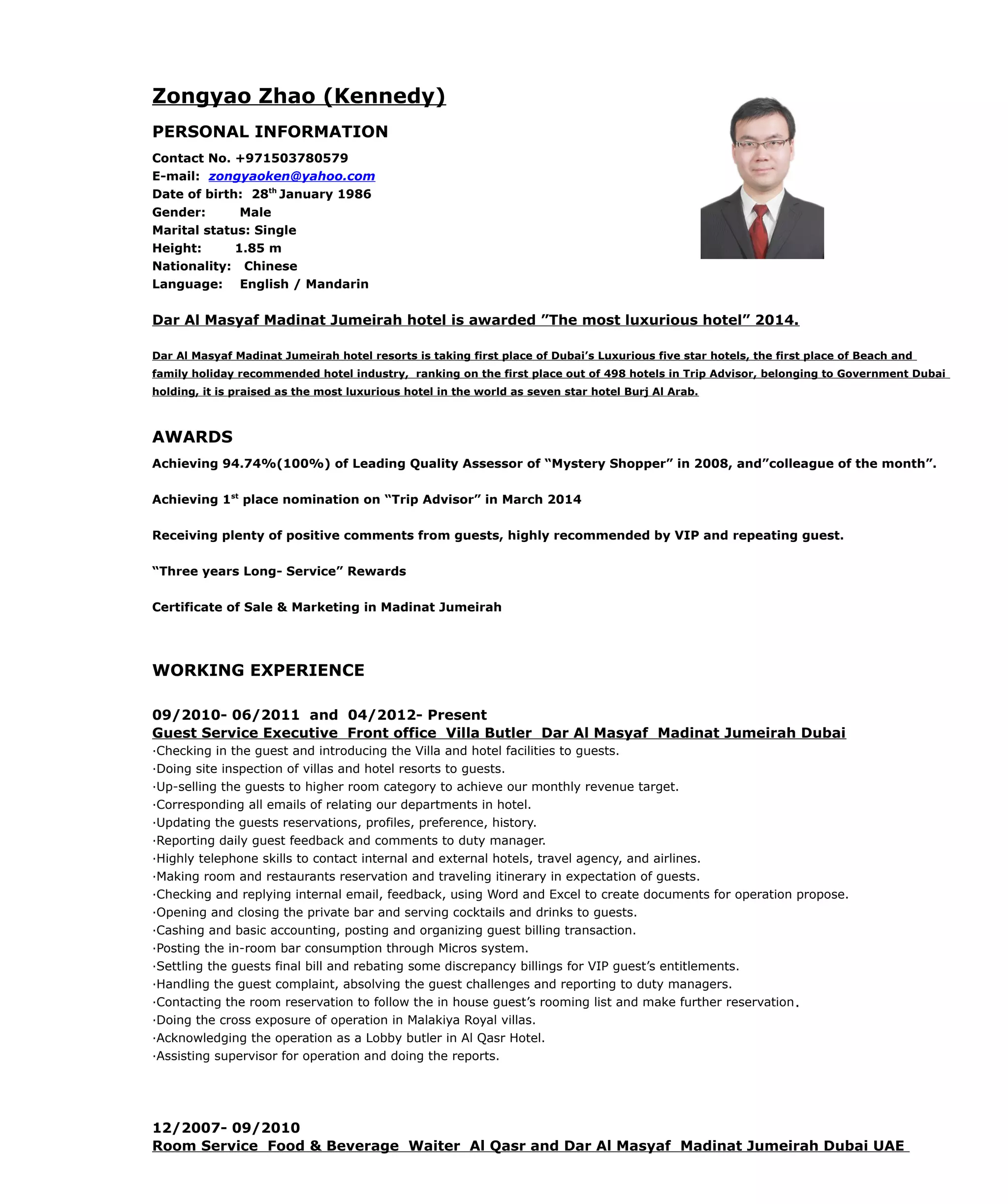 CV- Zongyao Kennedy Zhao | PDF