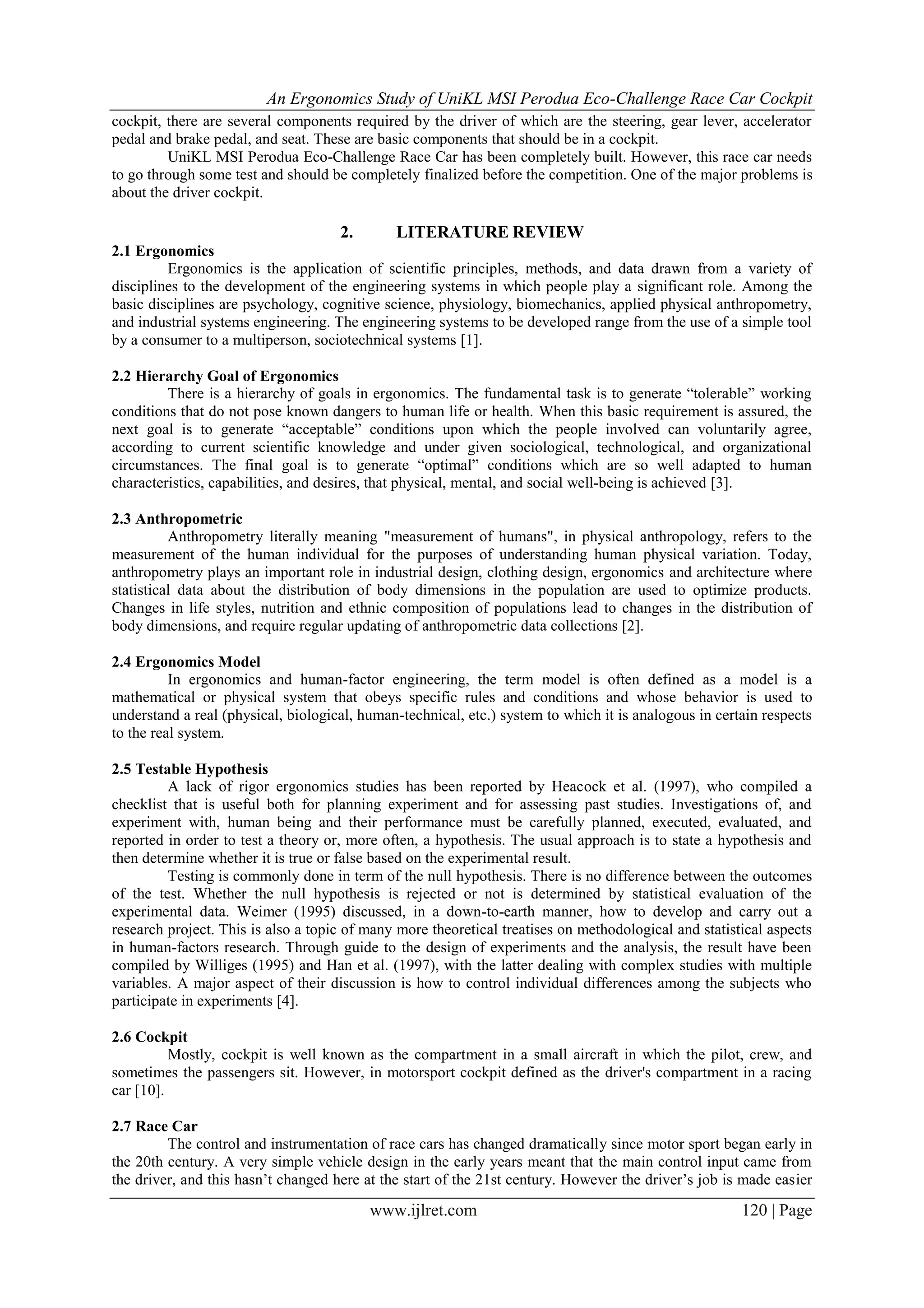 An Ergonomics Study of UniKL MSI Perodua Eco-Challenge Race Car Cockpit ...