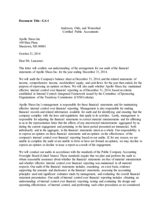 Audit II Apollo Case Final Project | DOCX
