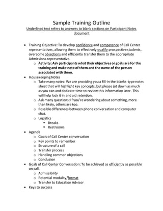 Sample Training Outline | DOCX