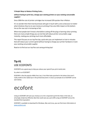 5 Simple Ways to Reduce Printing Costs | PDF