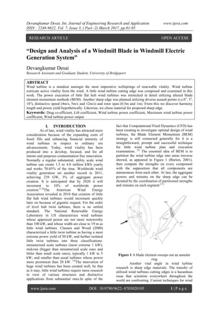 “Design and Analysis of a Windmill Blade in Windmill Electric Generation System” | PDF | Sailing ...