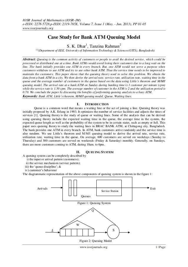 Case Study for Bank ATM Queuing Model