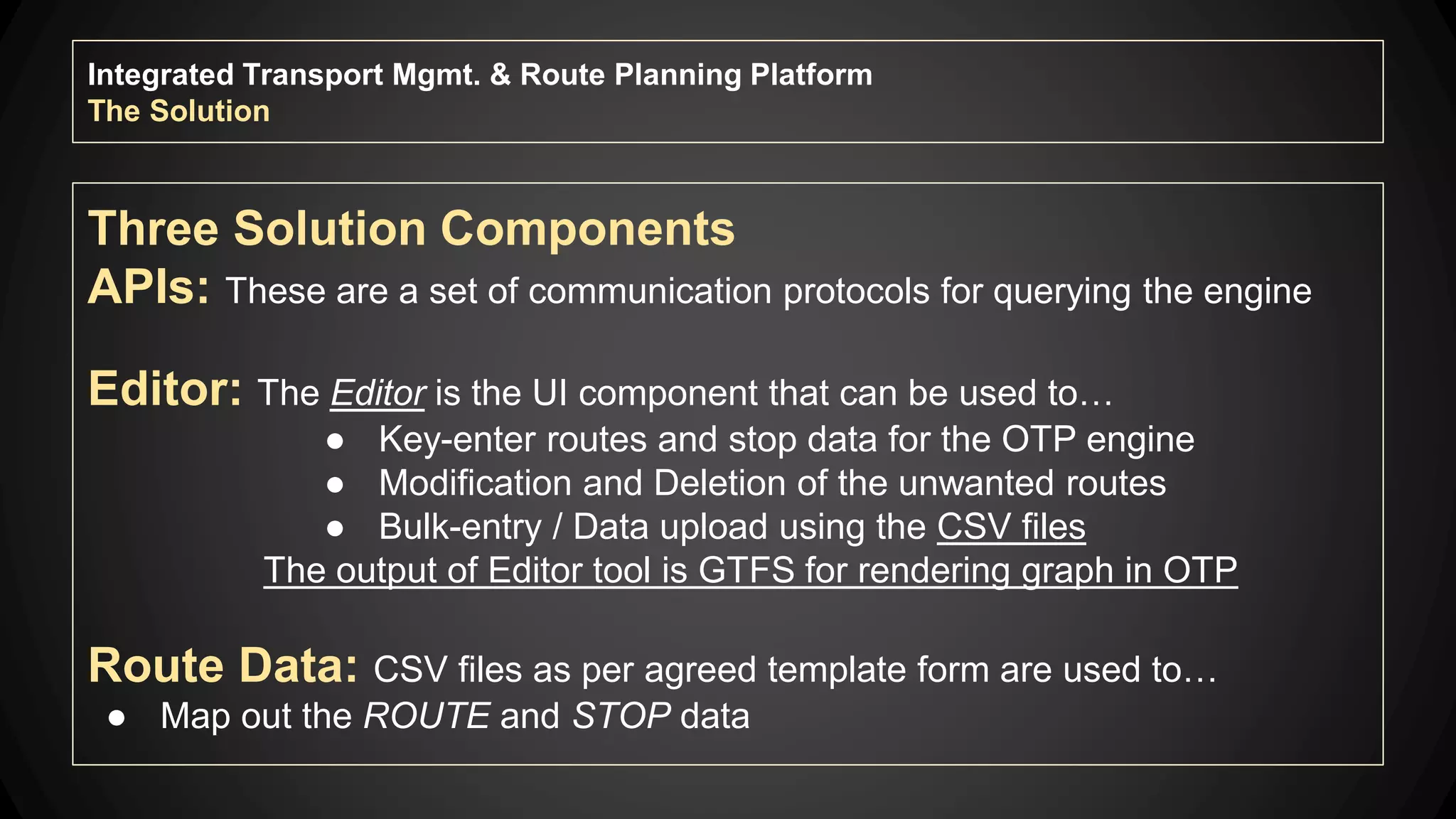 Integrated Transport Mgmt. _ Route Planning Platform | PPTX