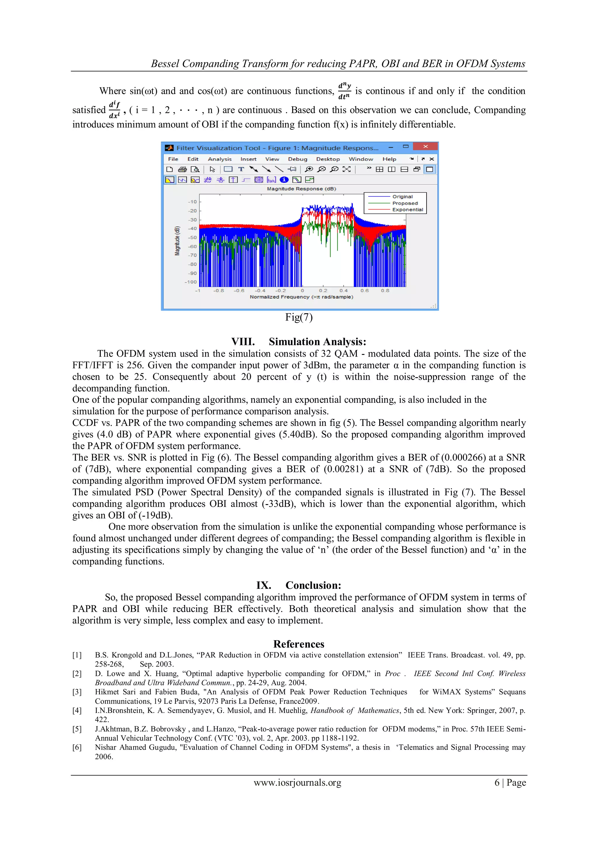 Bessel Companding Transform for reducing PAPR, OBI and BER in OFDM ...