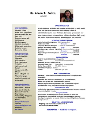 MA. AILEEN ENTICO CV | PDF