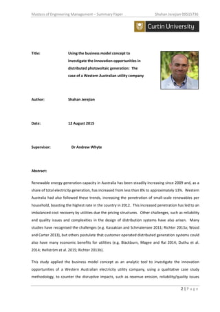 Shahan 11 August 2015 - Summary Paper | PDF