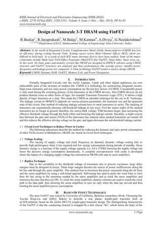 Design of Nanoscale 3-T DRAM using FinFET | PDF