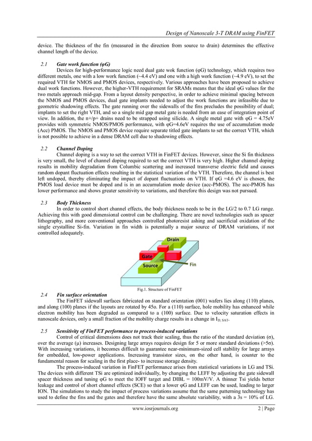 Design of Nanoscale 3-T DRAM using FinFET | PDF | Physics | Science