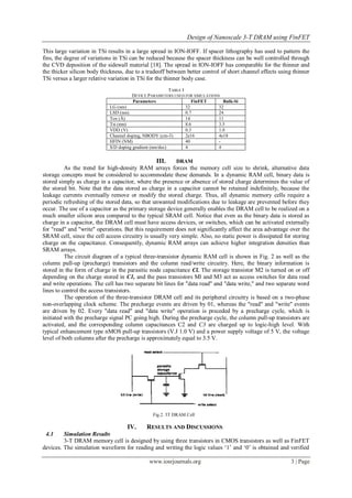Design of Nanoscale 3-T DRAM using FinFET | PDF