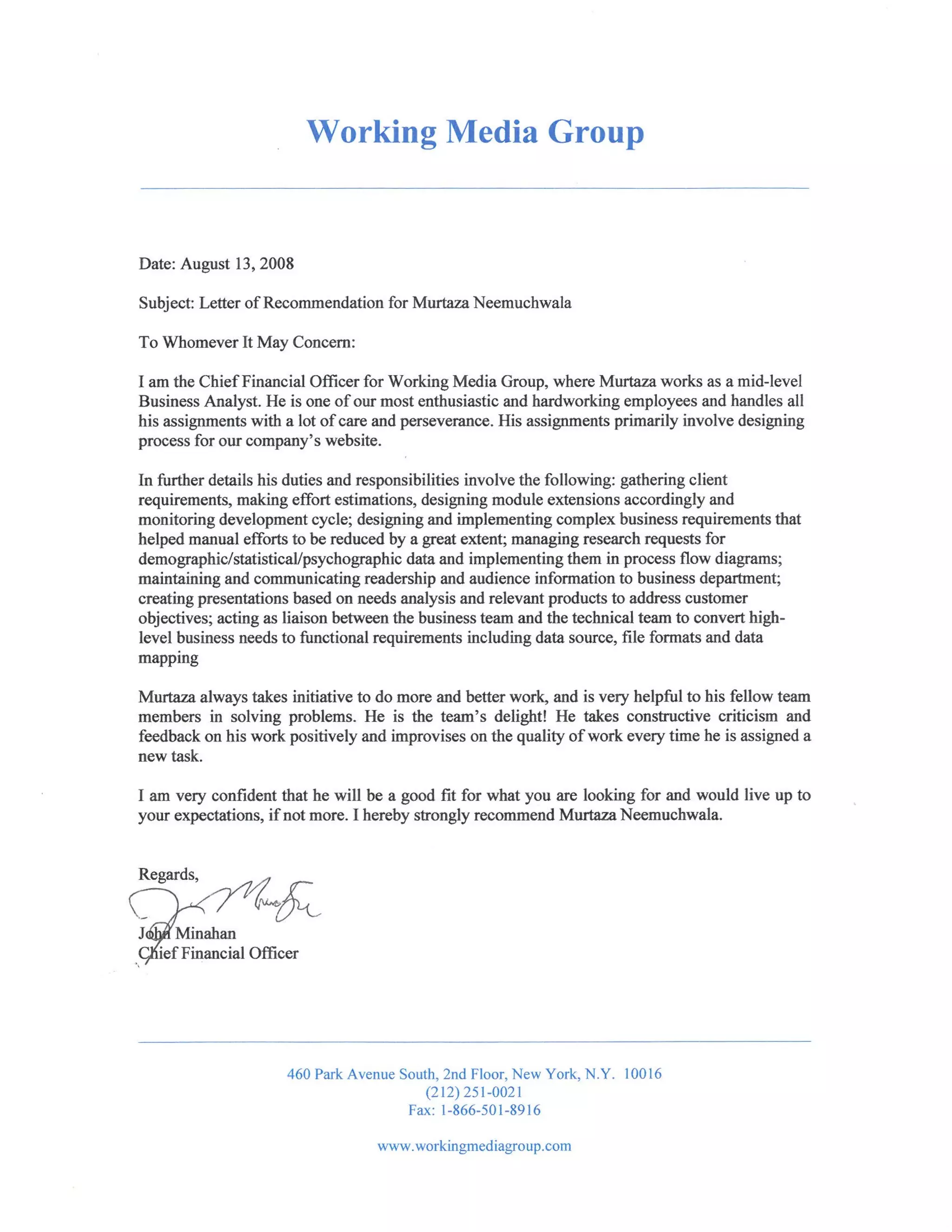 WMG Reference letter | PDF