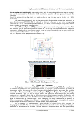 Implementation of RISC-Based Architecture for Low power applications | PDF