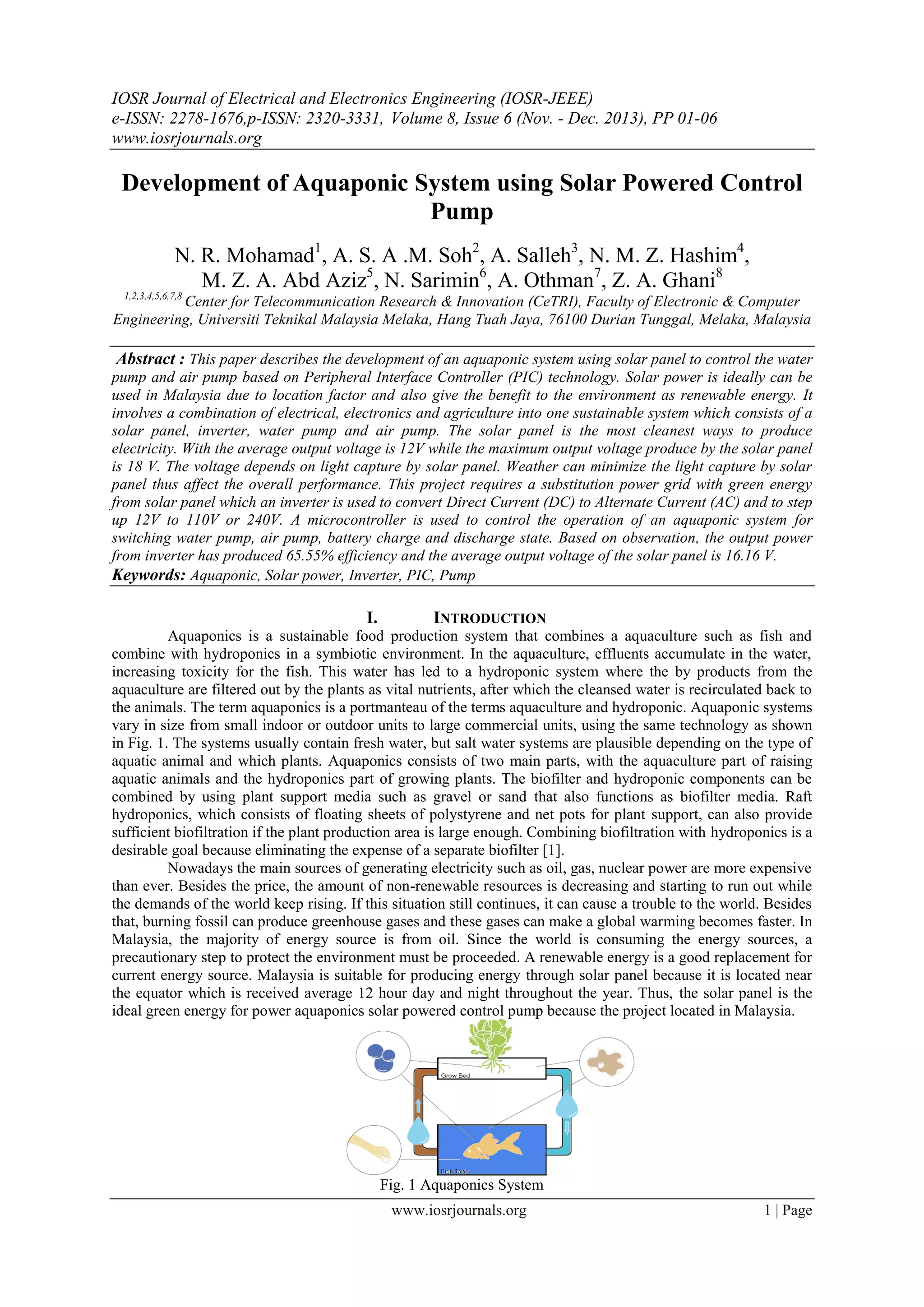 Development of Aquaponic System using Solar Powered Control Pump | PDF