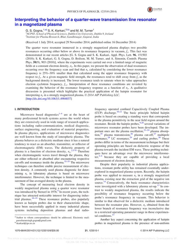Interpreting the behavior of a quarter-wave transmission line resonator ...