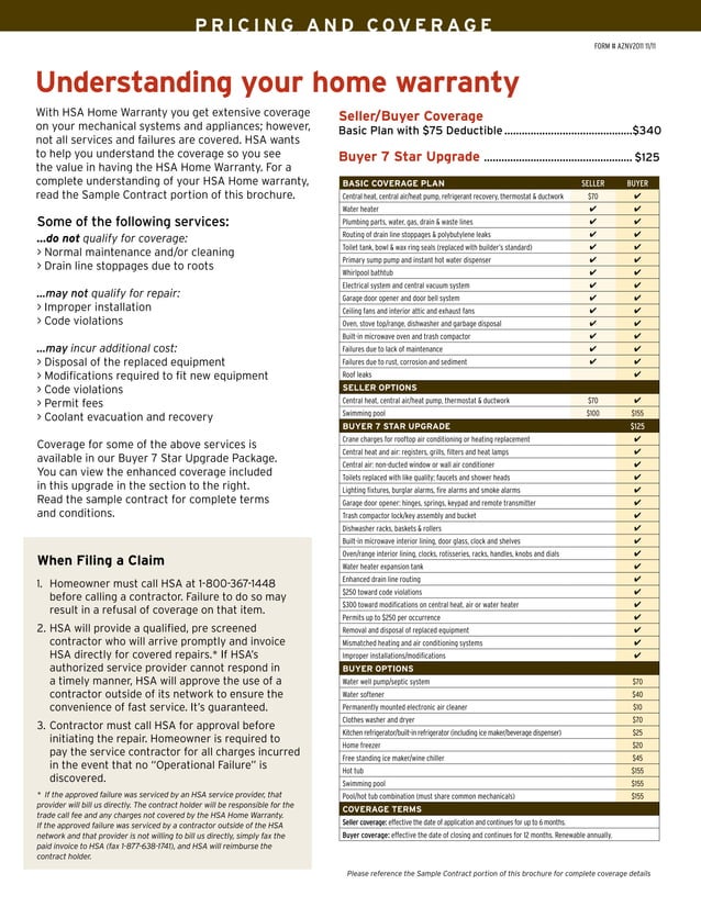 HSA Home Warranty Brochure | PDF | Home Insurance | Insurance