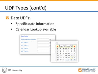 A08 - Using Asset Meters and User Defined Fields (MCU) | PPT