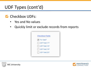 A08 - Using Asset Meters and User Defined Fields (MCU) | PPT
