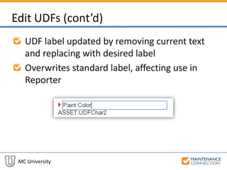 A08 - Using Asset Meters and User Defined Fields (MCU) | PPT