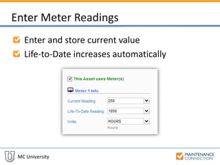 A08 - Using Asset Meters and User Defined Fields (MCU) | PPT