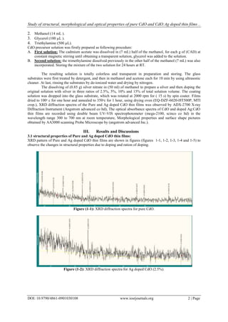 Study Of Structural, Morphological And Optical Properties Of Pure CdO And Ag:CdO Doped Thin ...