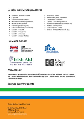 UNFPA Brochure_SL | PDF | Reproductive Health | Diseases and Conditions