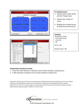 Dynavision D2 Neuro-Cognitive Evaluation for Concussion Management | PDF