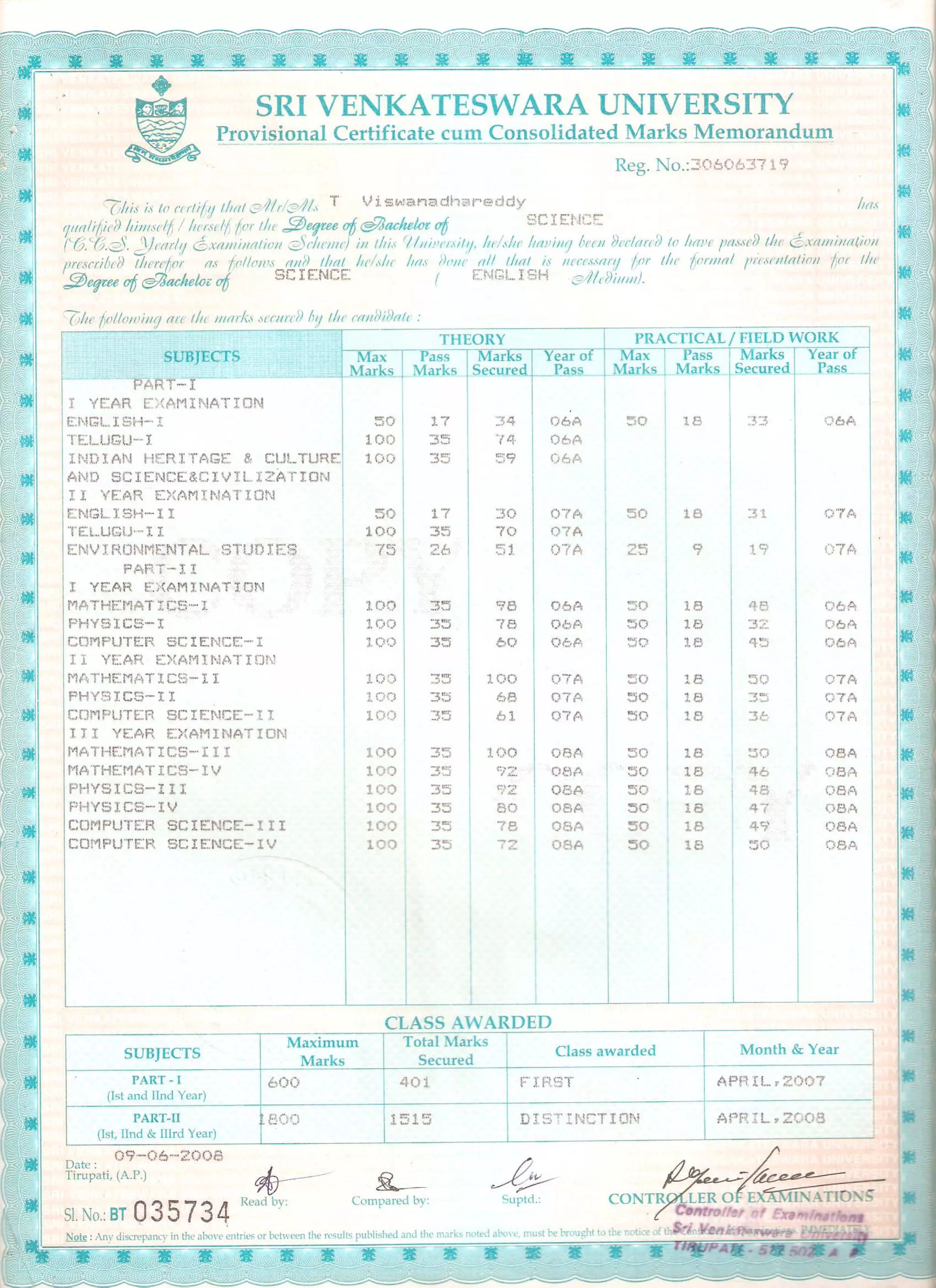 Degree Marklist | PDF