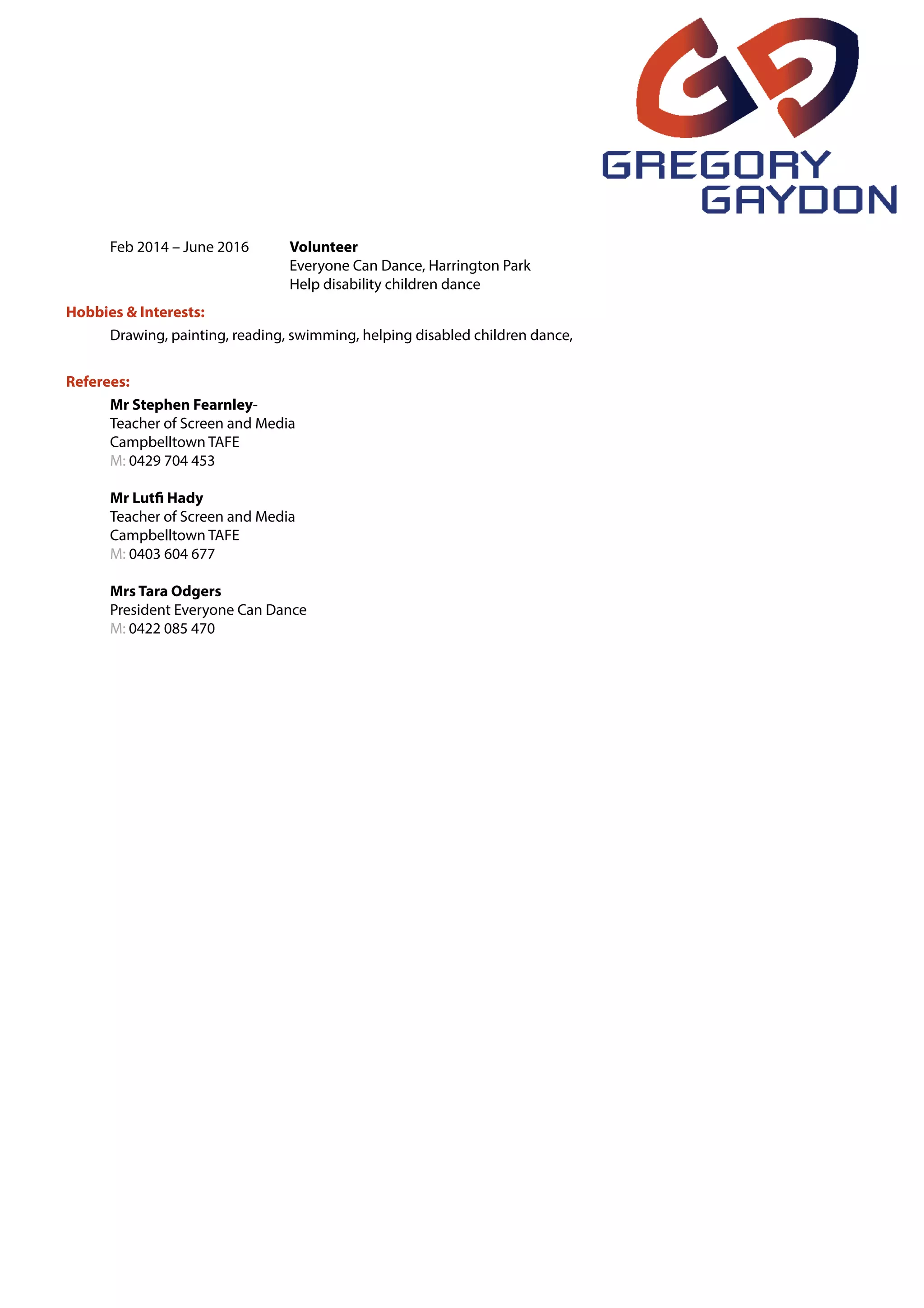 Gregory Gaydon CV | PDF