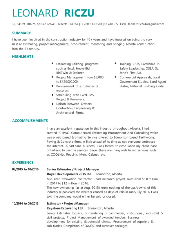 Leonard Riczu Resume | DOCX