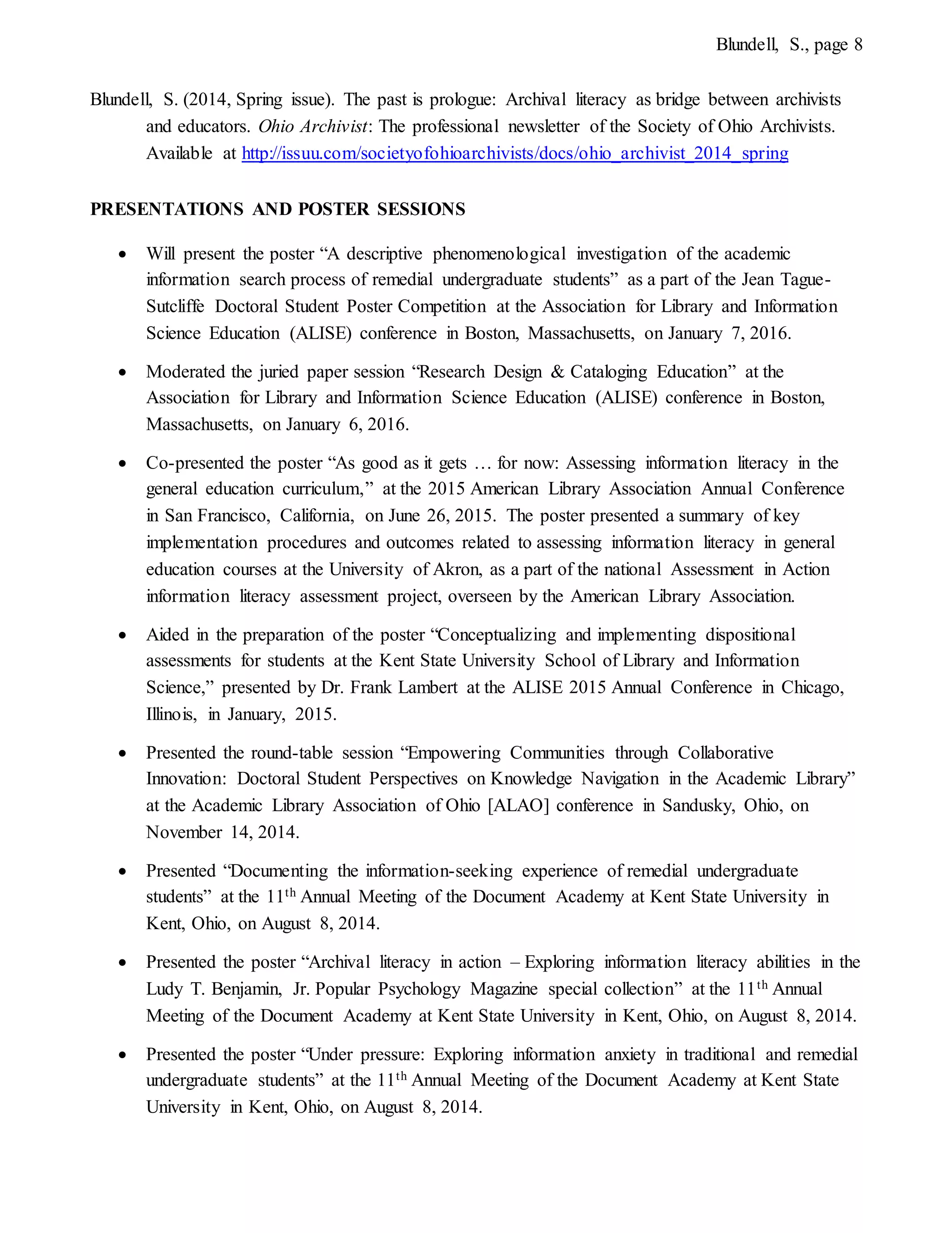 Blundell Curriculum Vitae - 1.6.2016 (LINKEDIN) | DOCX