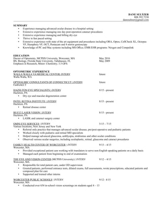 DANE SULTZER 08:2015 CV | PDF