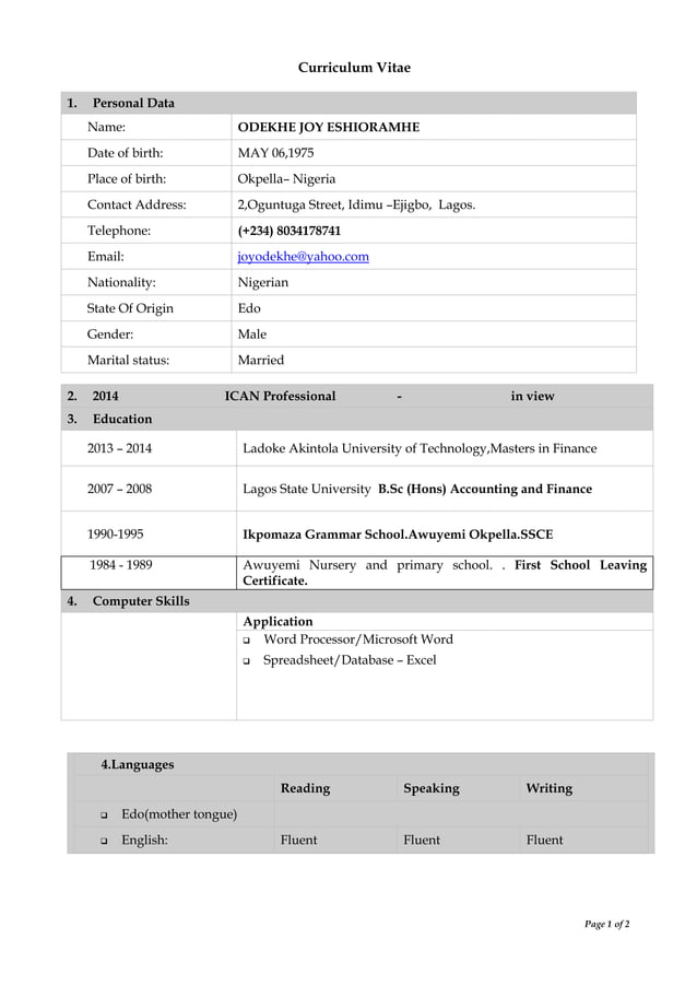 JOY RESUME 2015 | PDF