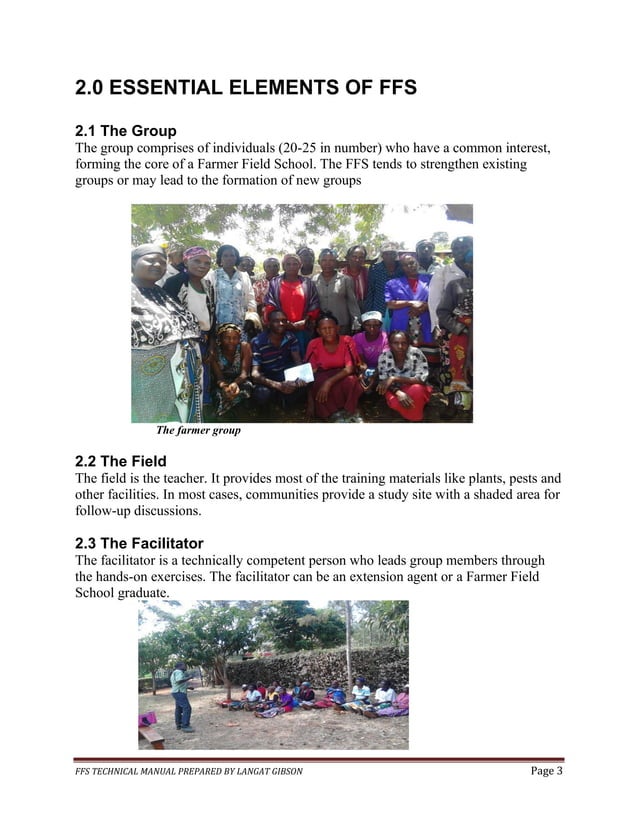 FFS TRAINING MANUAL-Gibson Langat | PDF | Agriculture | Industries