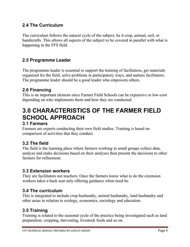 FFS TRAINING MANUAL-Gibson Langat | PDF | Agriculture | Industries