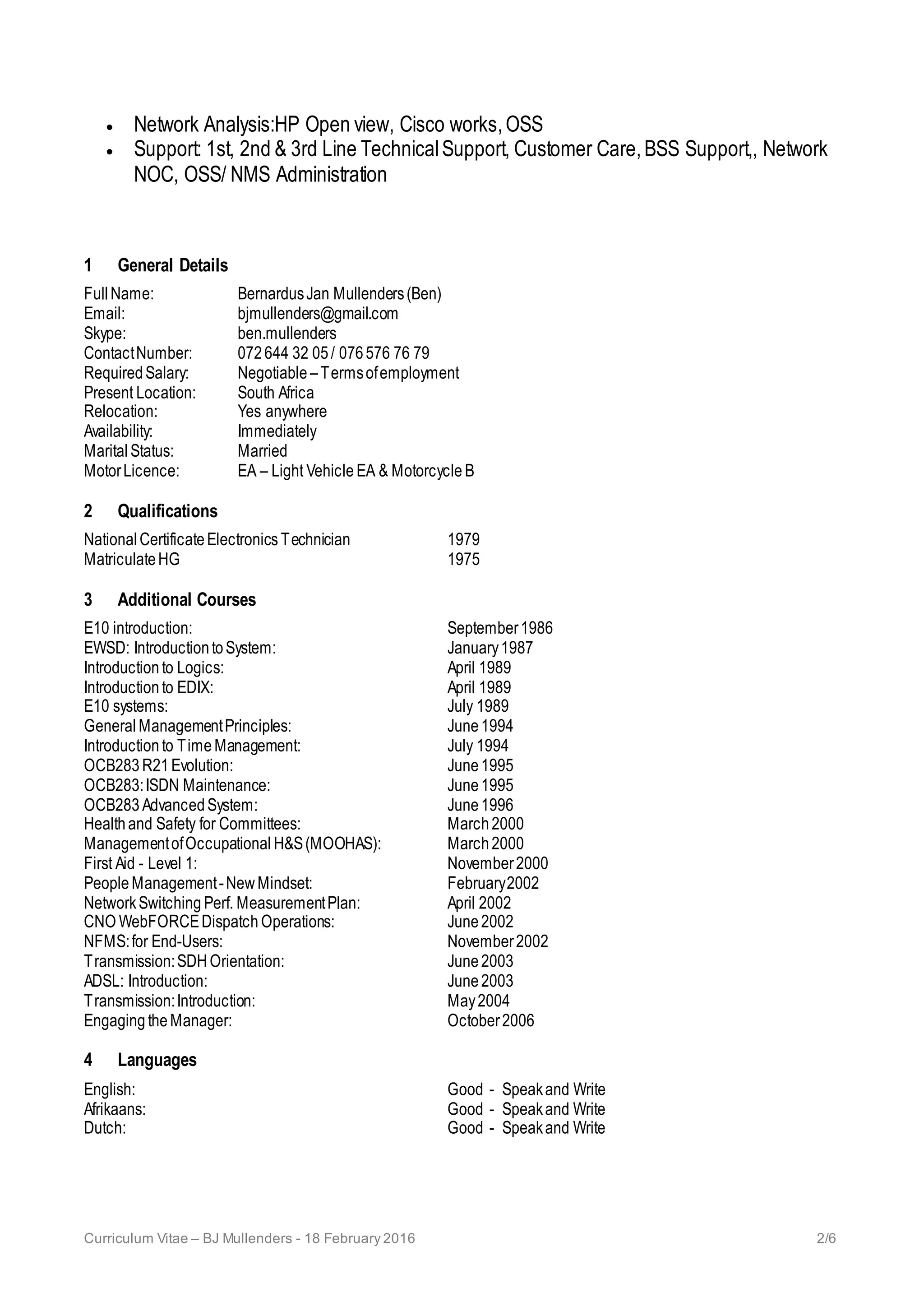 BJM_CV_2016-FEB-FINAL -FINAL-001 | DOCX | IT and Internet Support | Internet