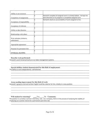 Supervisor Evaluation | PDF