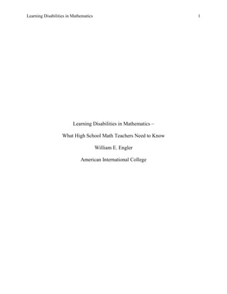 Math Learning Disabilities | PDF