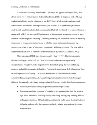Math Learning Disabilities | PDF